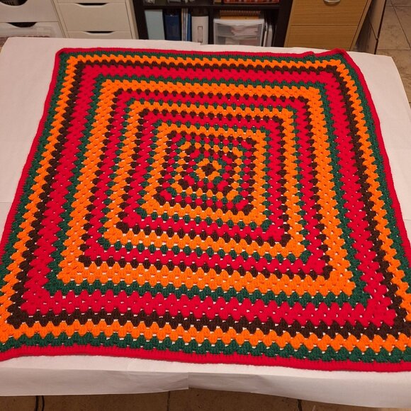 Handmade | Bedding | Beautiful Vibrant Color Hand Made Crochet Afghan ...